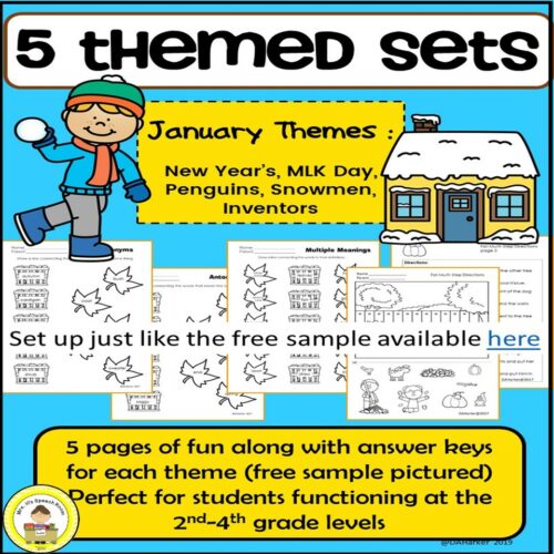 January Vocabulary -Synonyms, Antonyms, Multiple Meanings, Following ...
