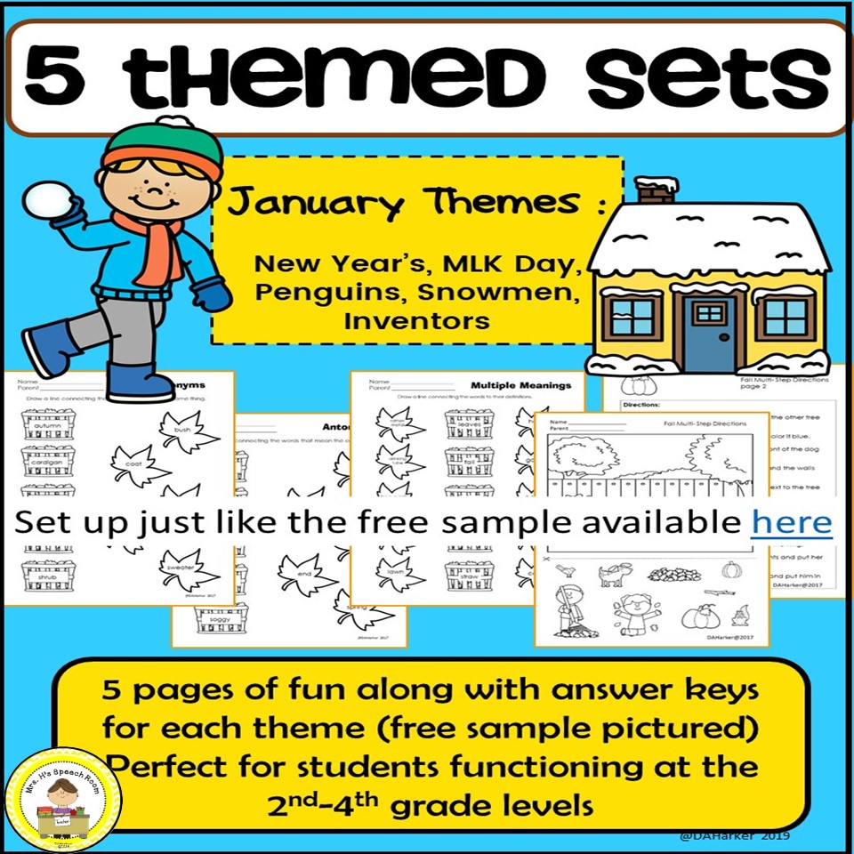 January Vocabulary -Synonyms, Antonyms, Multiple Meanings, Following ...