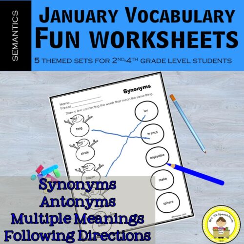 January Vocabulary -Synonyms, Antonyms, Multiple Meanings, Following ...