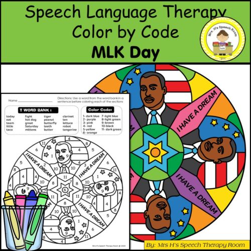 Martin Luther King Jr Day Speech Therapy | MLK Day SpeechTherapy Color ...