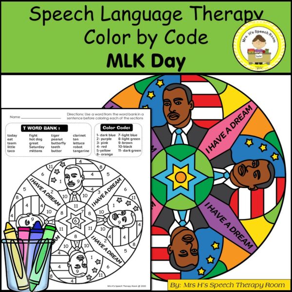 Martin Luther King Jr Day Speech Therapy | MLK Day SpeechTherapy Color ...