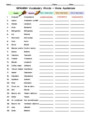 Spanish Bedroom Items Vocabulary Word List Worksheet & Answer Key ...