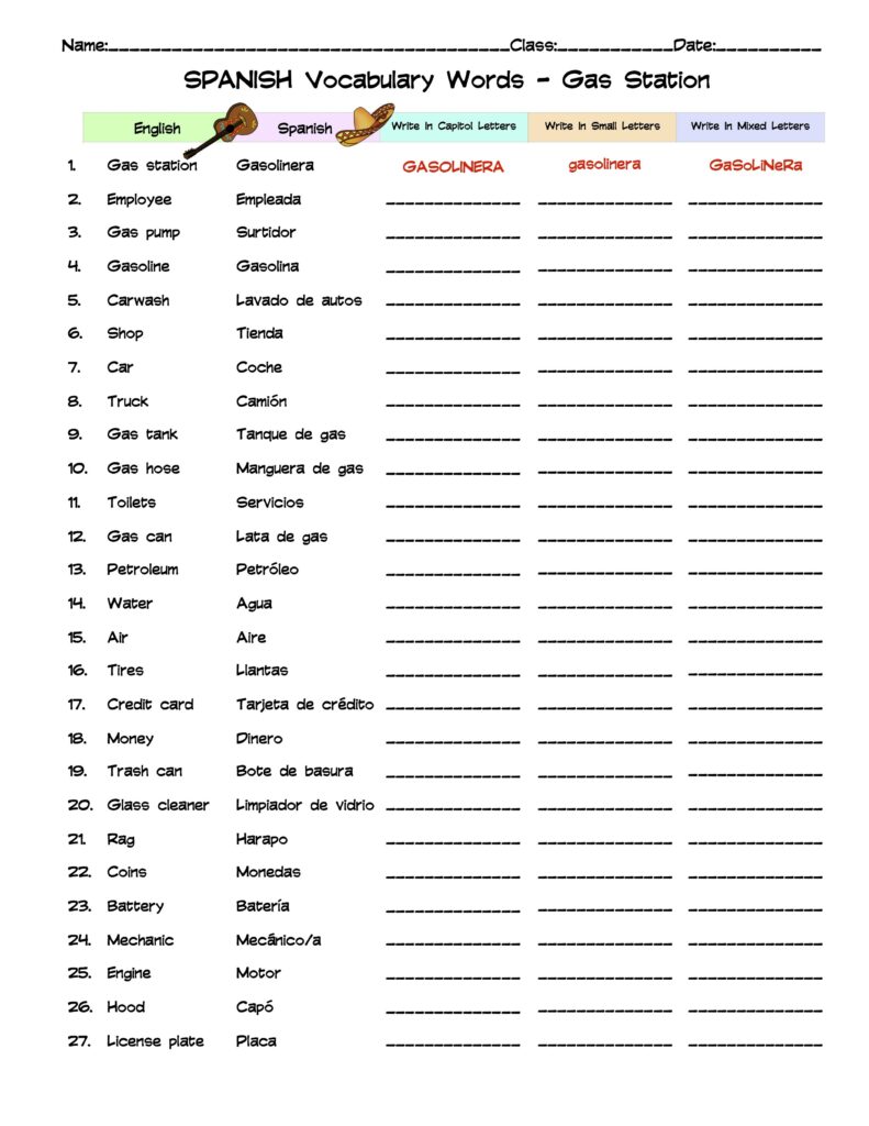 Spanish Vegetables Vocabulary Word List Worksheet & Answer Key | Made ...
