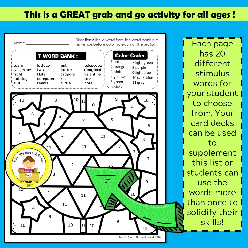 New Years Speech Therapy Color By Code Grab and Go Activity | Made By ...