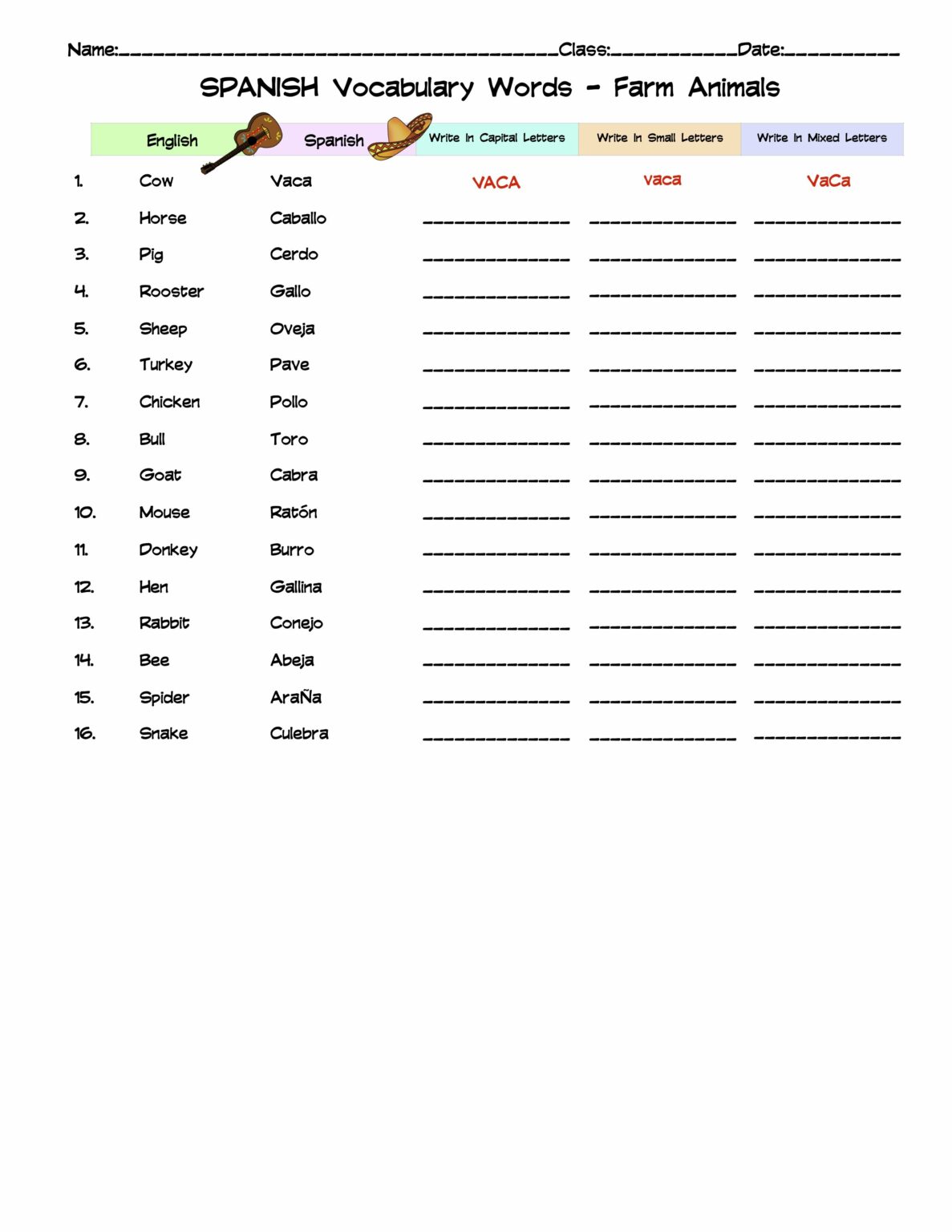 Spanish Animals Worksheet Packet | Made By Teachers