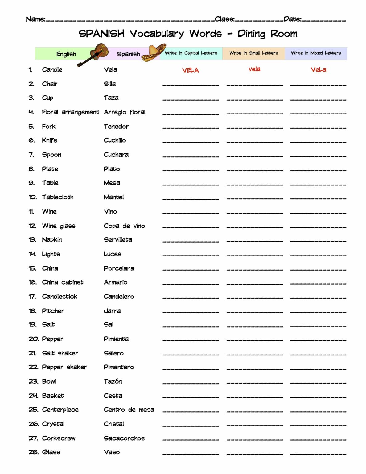 Spanish Sports Equipment Vocabulary Matching Worksheet & Answer Key ...