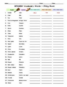 Spanish Common Questions Vocabulary Word List Worksheet & Answer Key ...