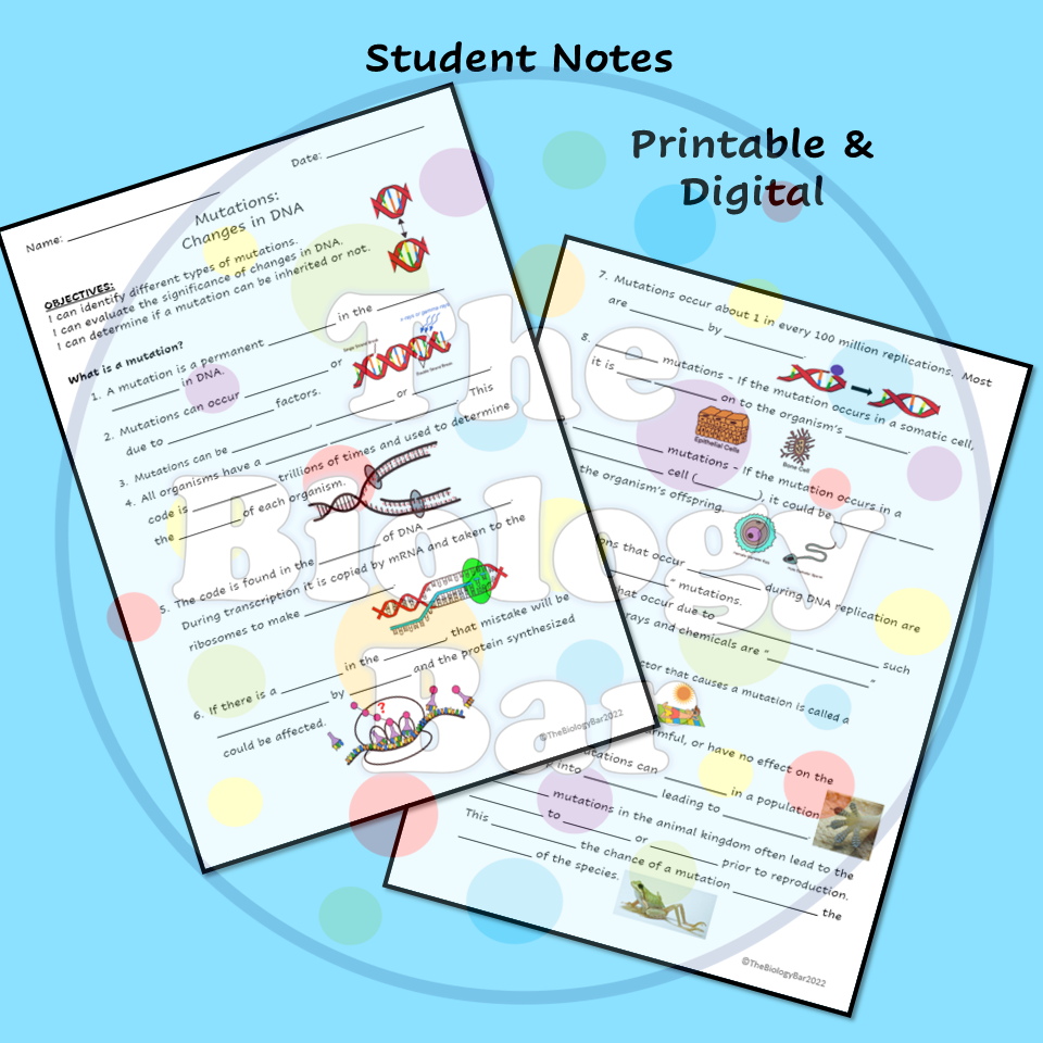 ESL Biology DNA Mutations PPT and Student Guided Notes | Made By Teachers
