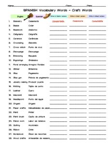 Spanish Basic Shapes Vocabulary Word list Column Worksheet | Made By ...