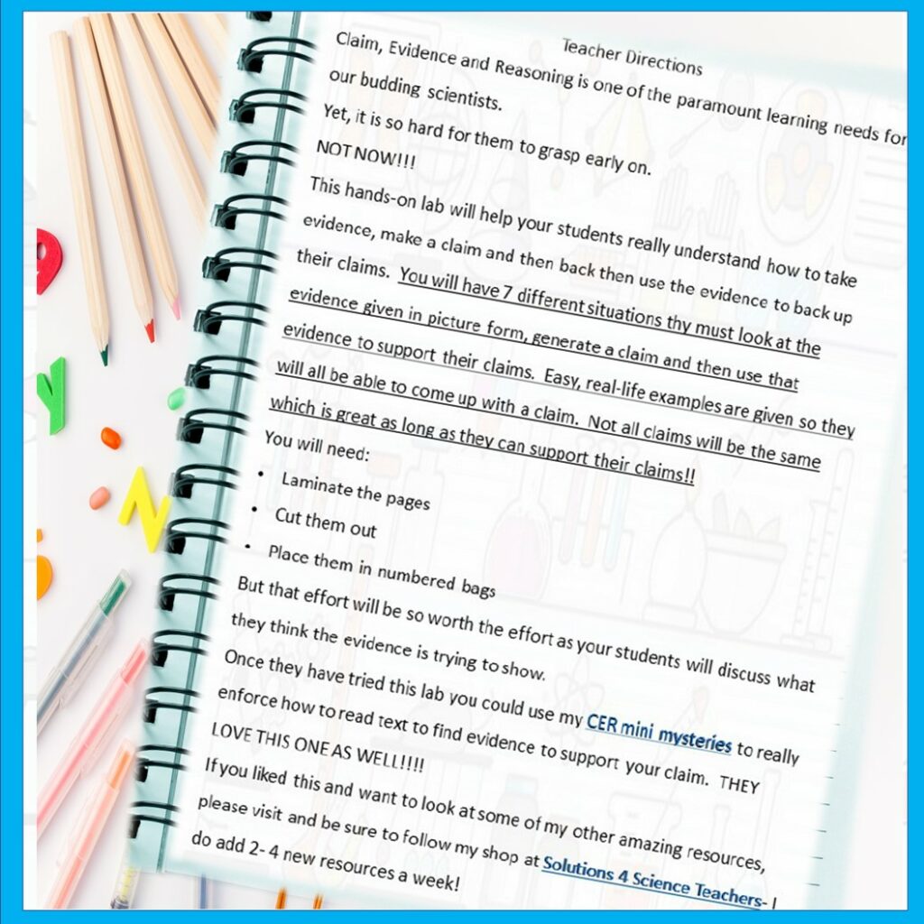 Claim Evidence Reasoning (CER) HANDS ON LAB!!!!! | Made By Teachers
