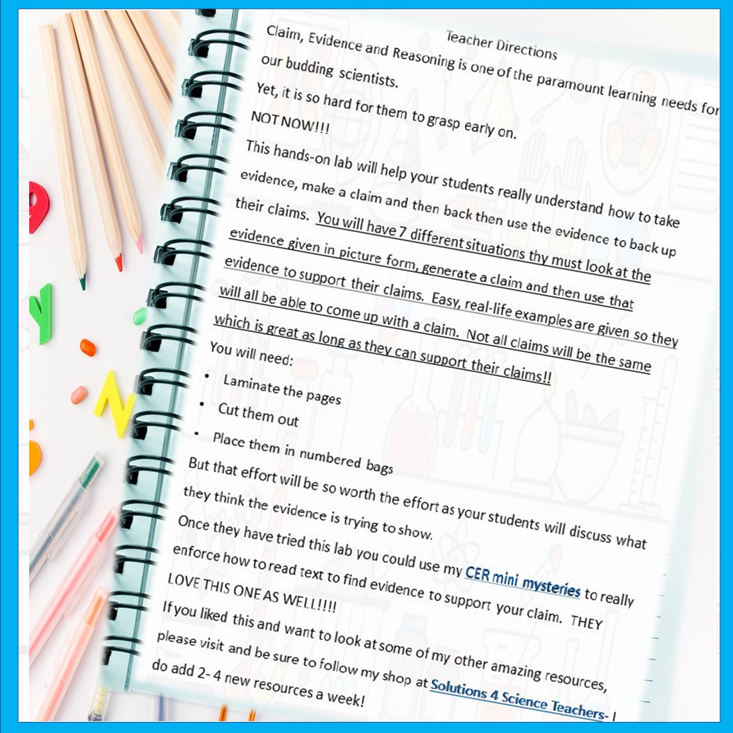Claim Evidence Reasoning (CER) HANDS ON LAB!!!!! | Made By Teachers