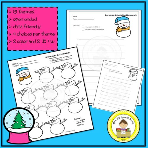 Winter Articulation Worksheets -Data Friendly | Made By Teachers
