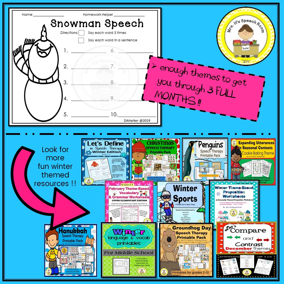 Winter Articulation Worksheets -Data Friendly | Made By Teachers