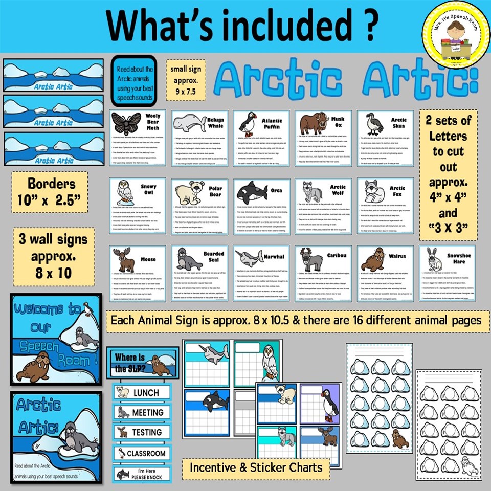 Speech Therapy Bulletin Board and Room Decor for Winter with Arctic ...
