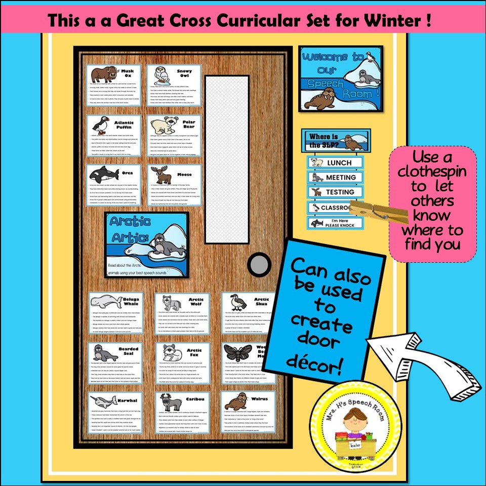 Speech Therapy Bulletin Board and Room Decor for Winter with Arctic ...