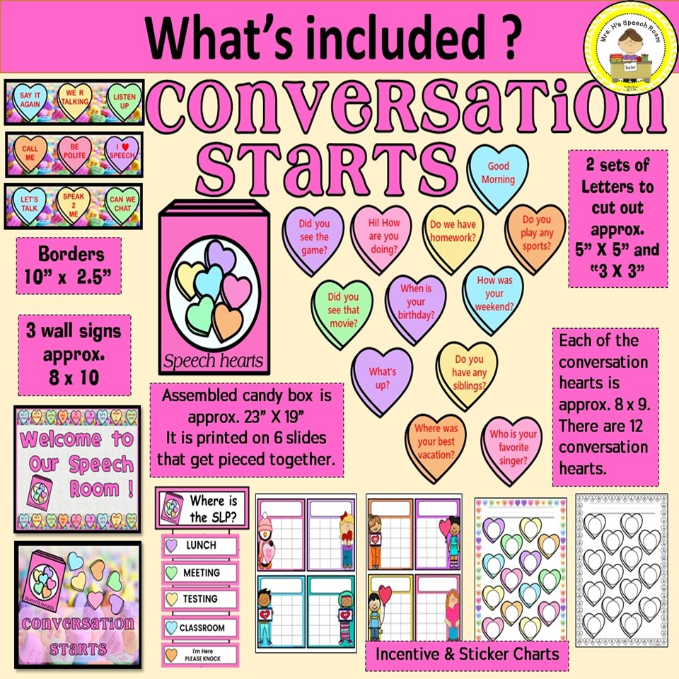 Speech Therapy Bulletin Board and Room Decor with Valentine's Day Theme ...