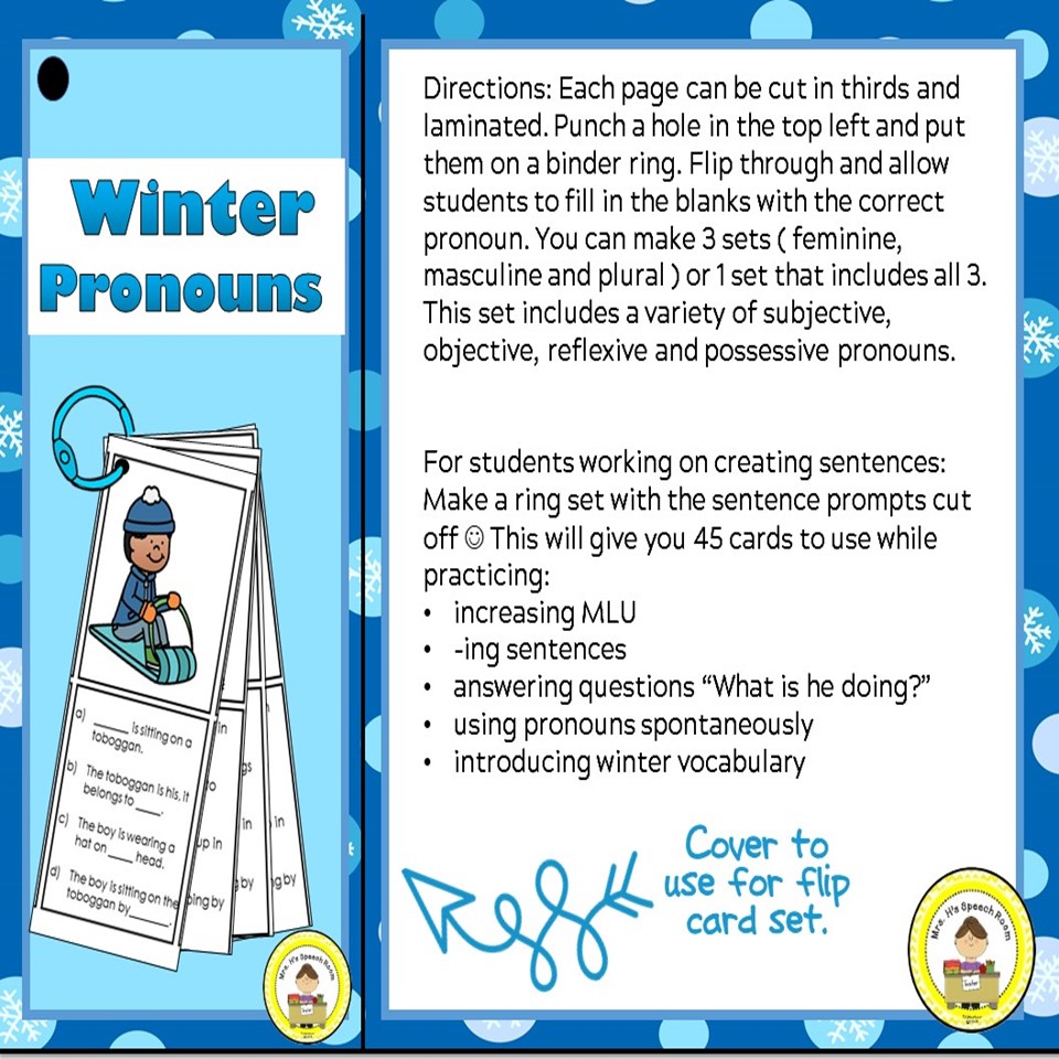 Pronouns Speech Therapy For Elementary Speech Therapy Winter Set | Made ...