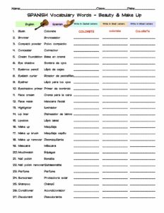 Spanish Character Traits Vocabulary Matching Worksheet & Answer Key ...