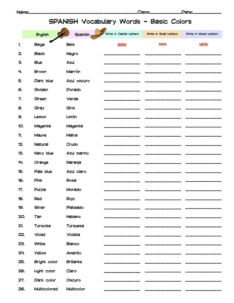 Spanish Sewing Words Worksheet Packet | Made By Teachers