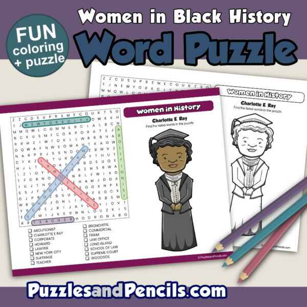 Charlotte E Ray Word Search Puzzle Activity Page | Black History Month ...