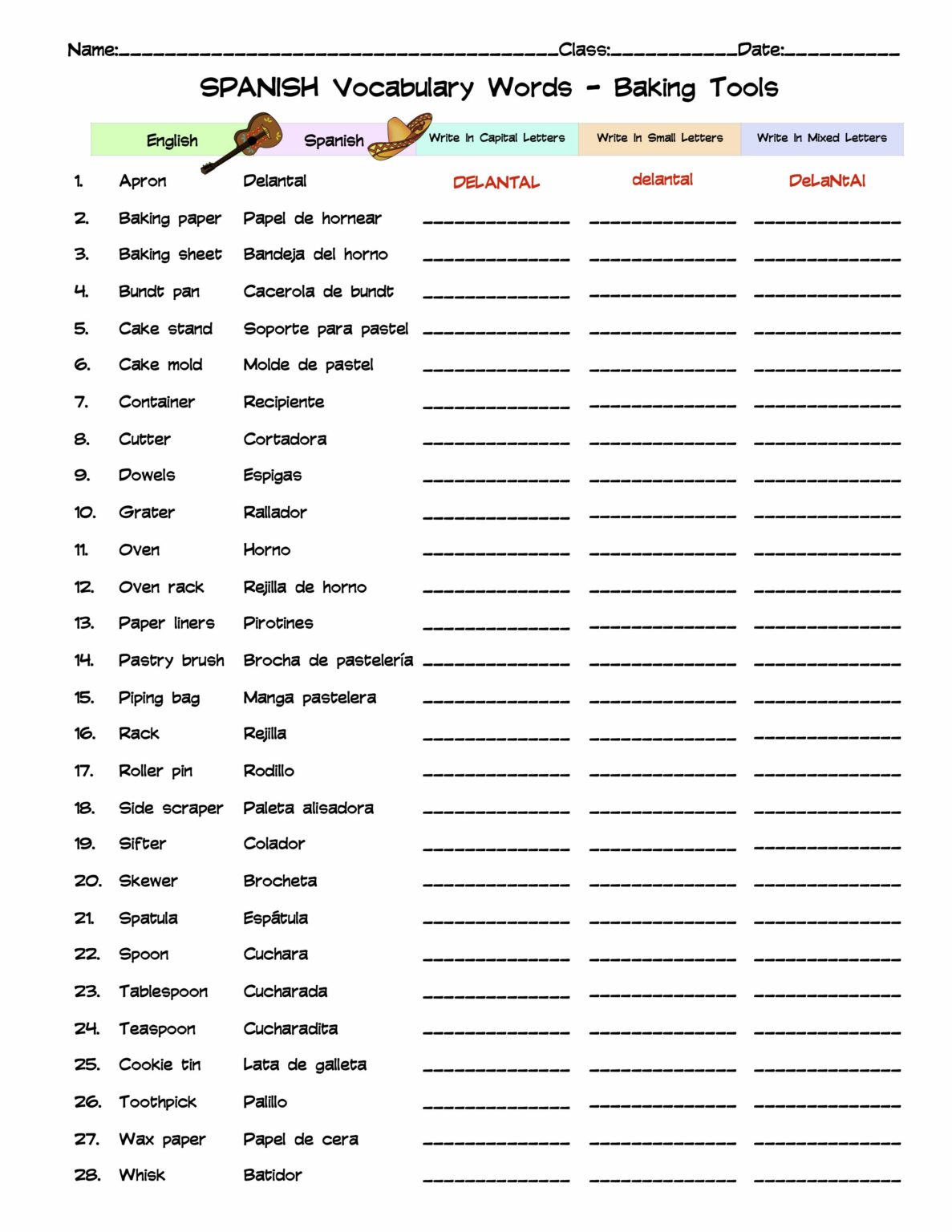 Spanish Basic Shapes Vocabulary Word List Column Worksheet Made By Teachers