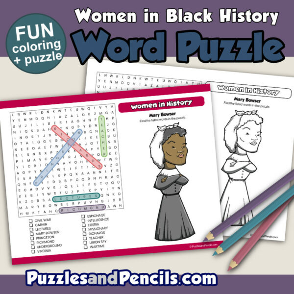 Mary Bowser Word Search Puzzle Activity Page | Black History Month ...