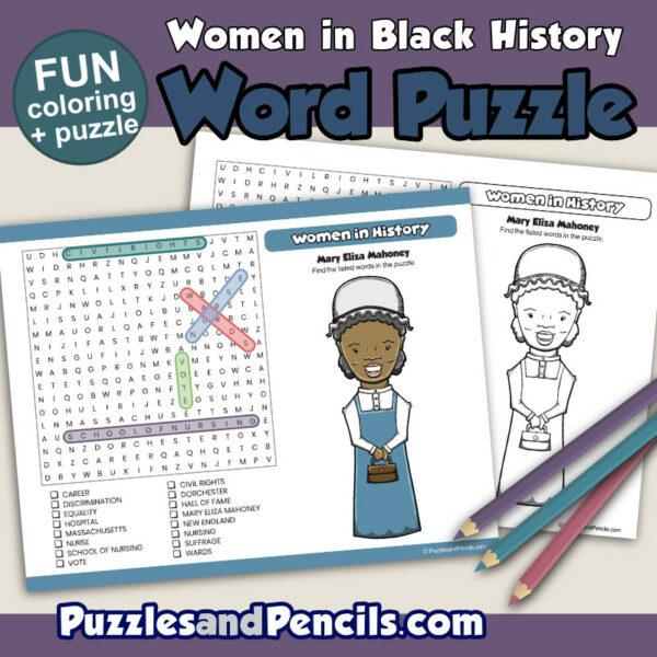 Mary Eliza Mahoney Word Search Puzzle Activity Page | Black History ...