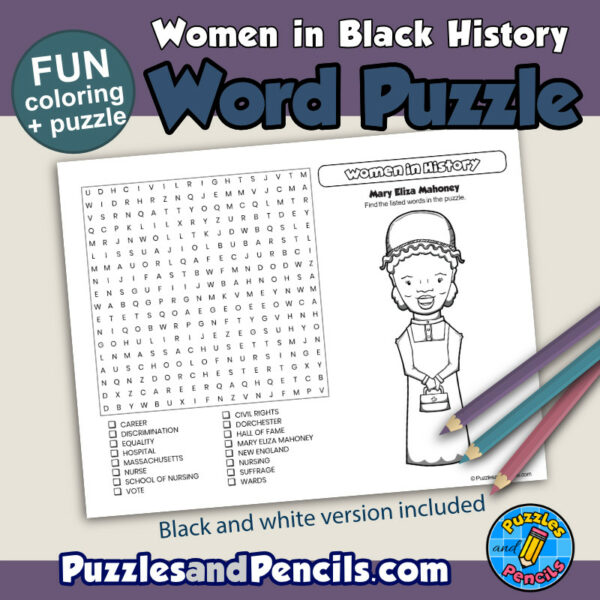 Mary Eliza Mahoney Word Search Puzzle Activity Page | Black History ...