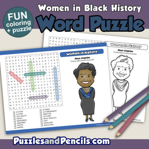 Maya Angelou Word Search Puzzle Activity Page | Black History Month ...