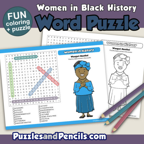 Wangari Maathai Word Search Puzzle Activity Page | Black History Month ...