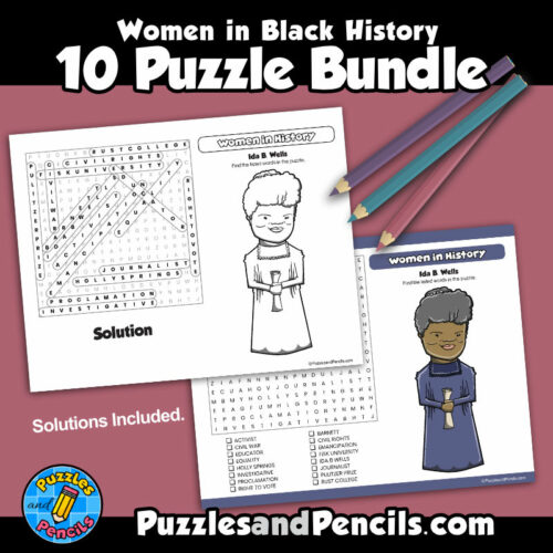 Women in Black History Word Search Puzzle Activity BUNDLE | 10 ...