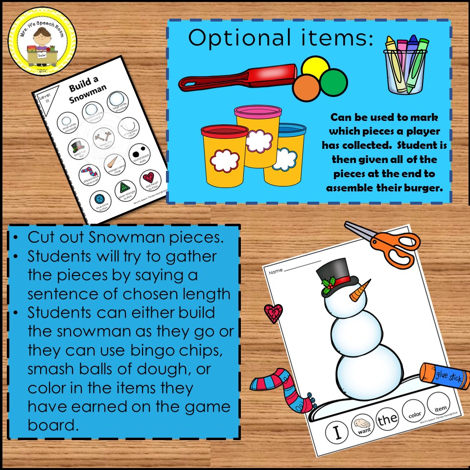 Build a Snowman Activity To Increase Sentence Length in Speech Therapy ...