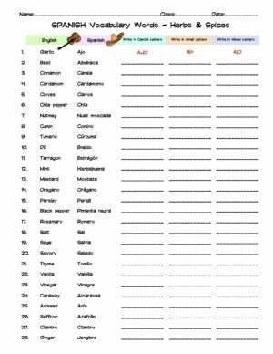 Spanish Baby Clothes Vocabulary Word List Worksheet & Answer Key | Made ...