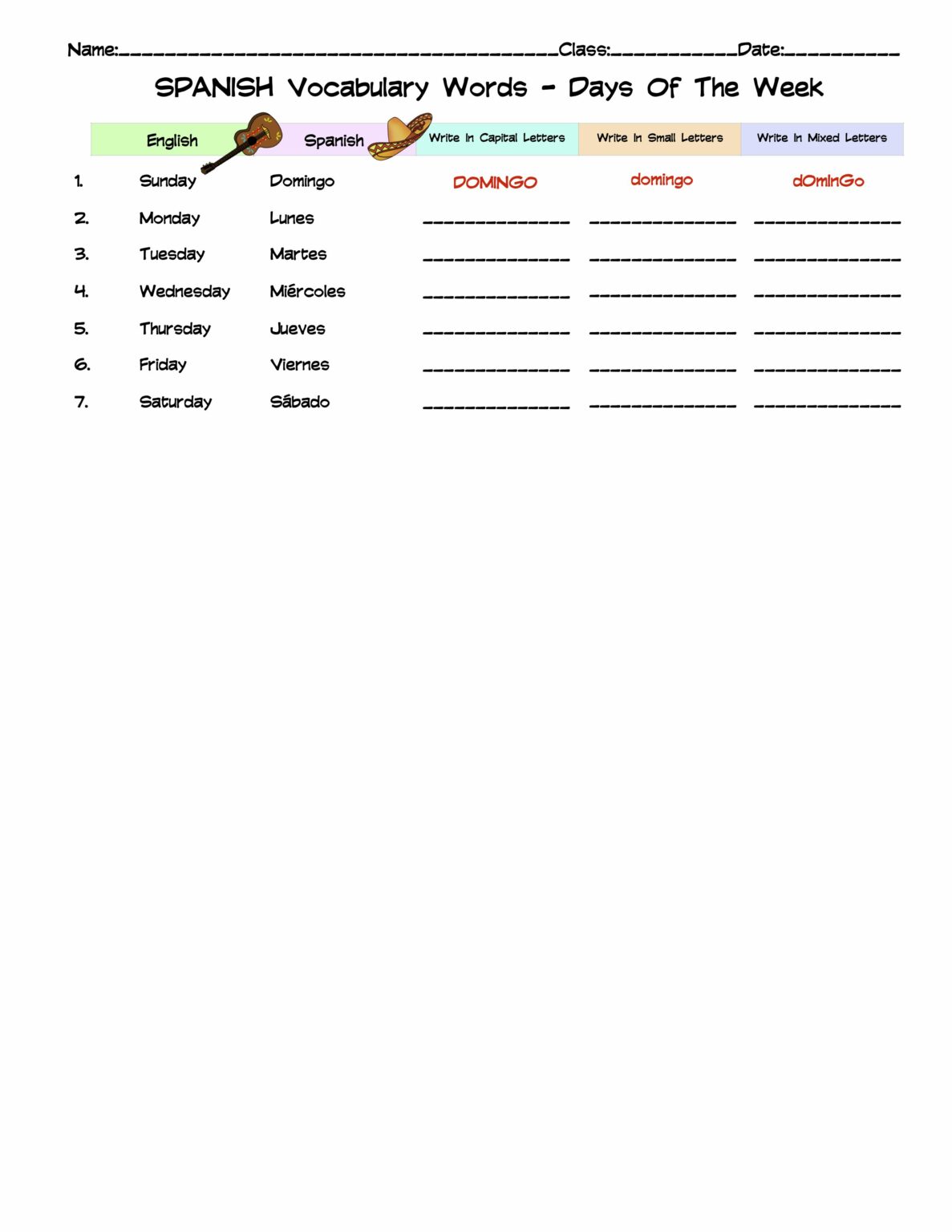 Spanish Medical Terms Vocabulary Word List Column Worksheet | Made By ...