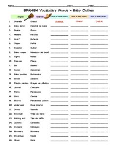 Spanish Valentines Vocabulary Word List Column Worksheet | Made By Teachers