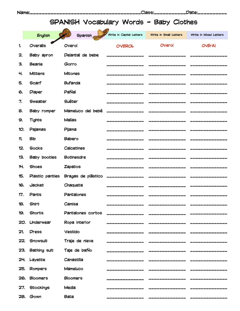 Spanish Common Directions Vocabulary Matching Worksheet & Answer Key ...