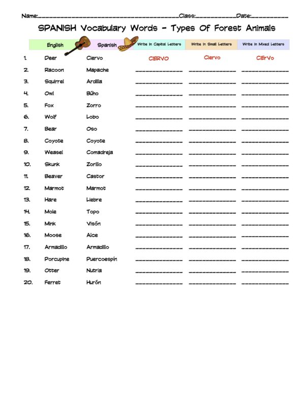 Spanish Medical Illnesses Vocabulary Word List Worksheet & Answer Key ...