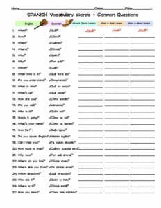 Spanish Craft Words Vocabulary Word list Column Worksheet | Made By ...