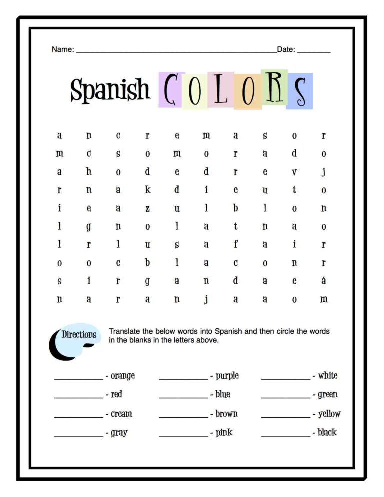 Spanish Colors Worksheet Packet | Made By Teachers