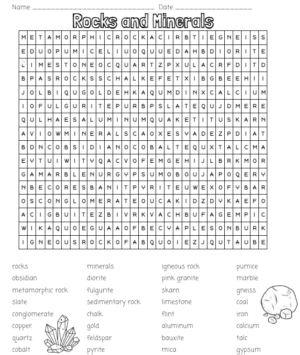 Rocks and Minerals Word Search | Made By Teachers