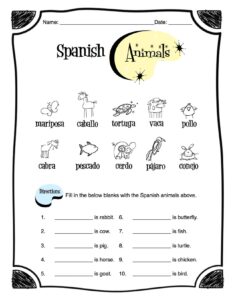 Spanish Animals Worksheet Packet | Made By Teachers