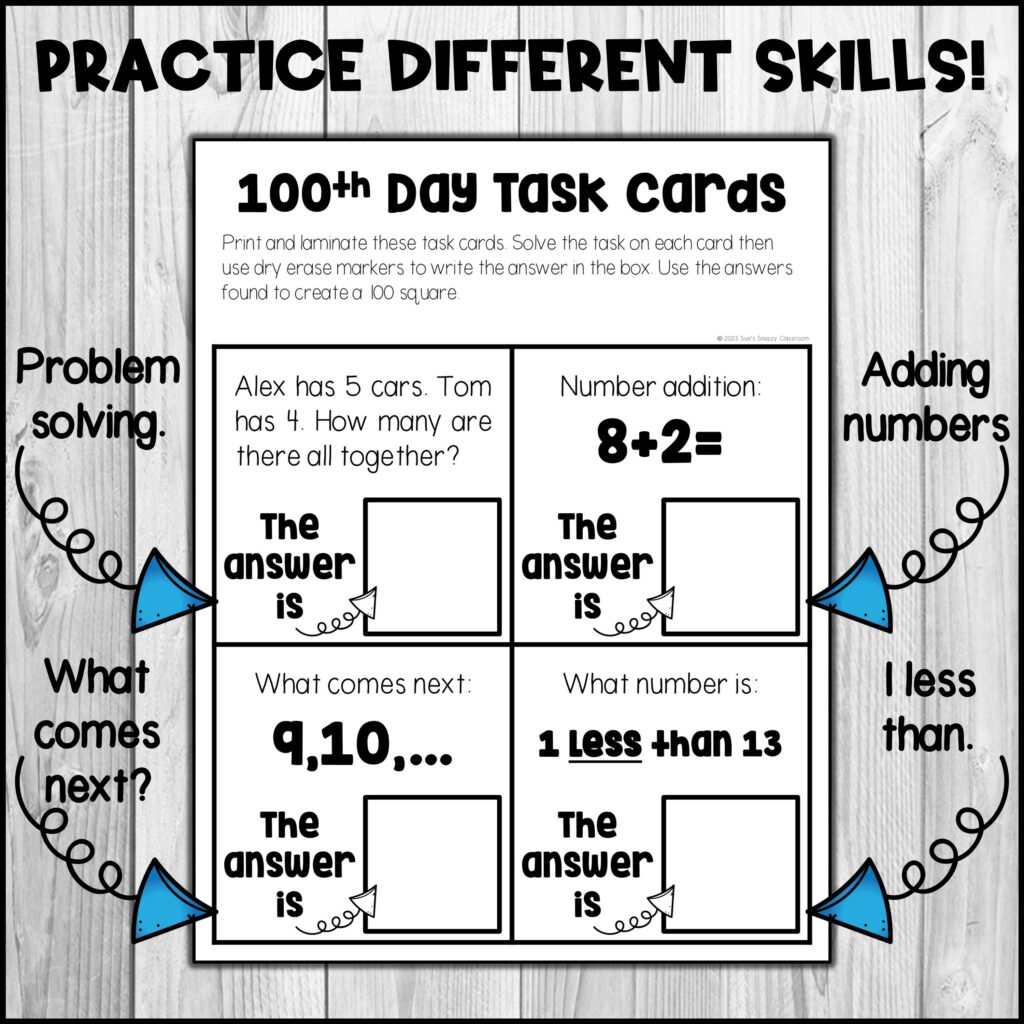 100th Day of School No-Prep Activity | Hundred Square Task Cards | Made ...