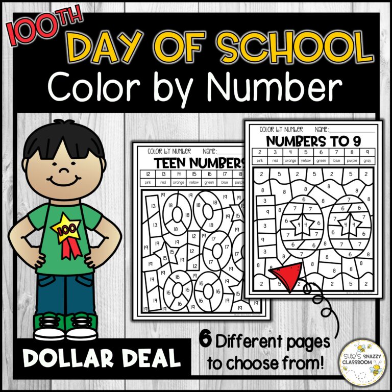 100th Day of School - Color by Number - Math Center - DOLLAR DEAL ...