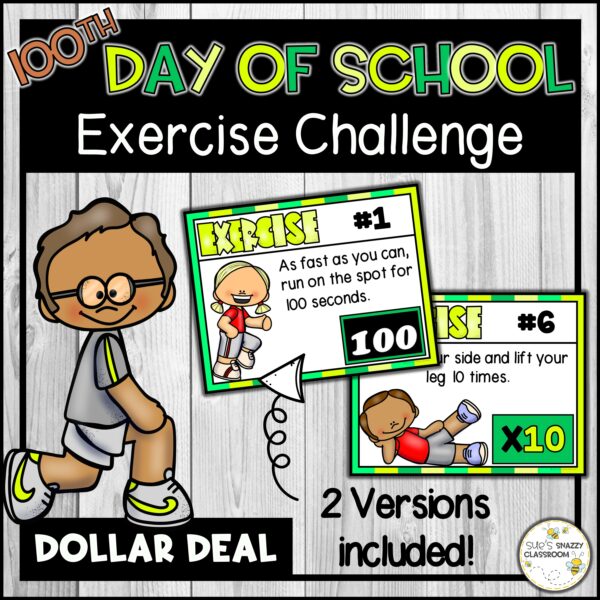 100th Day of School Exercise Challenge - 100th Day Workout Activity ...