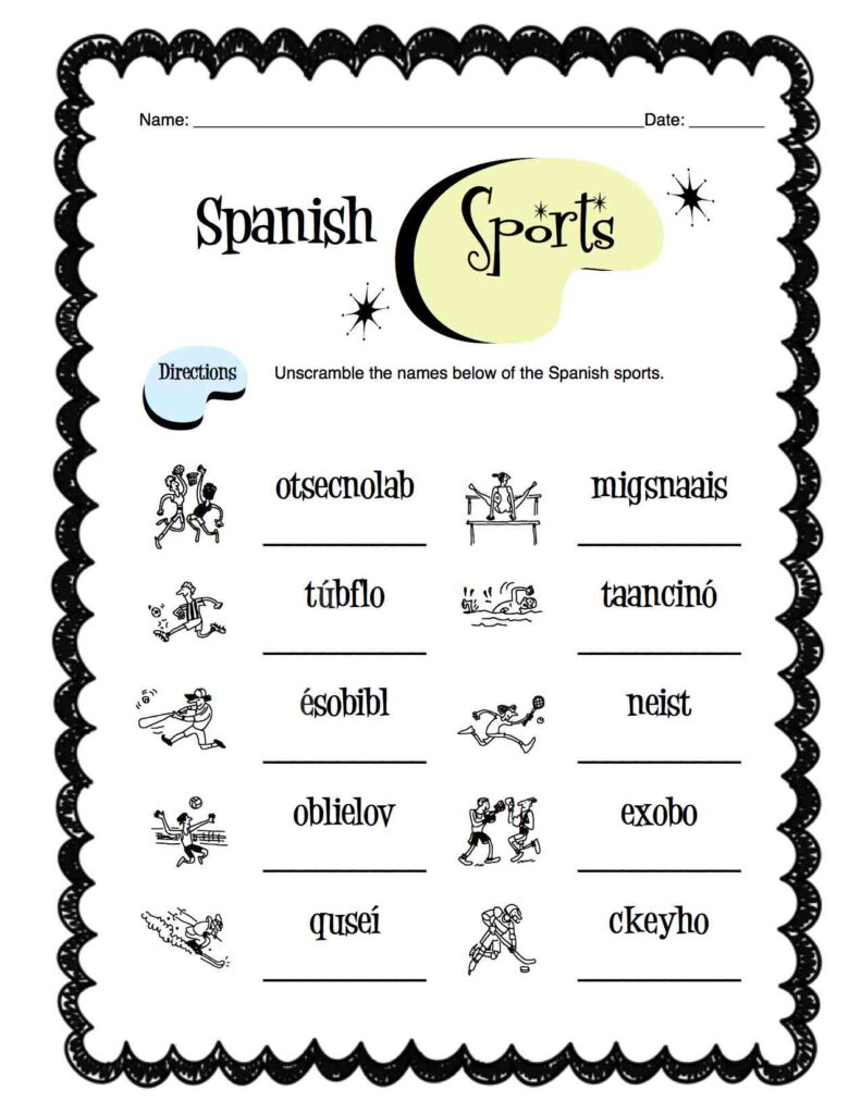 Spanish Sports Worksheet Packet | Made By Teachers