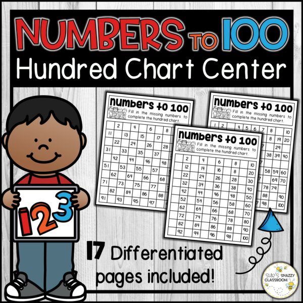 Numbers to 100 - Hundred Chart Center - Fill in the Missing Number ...