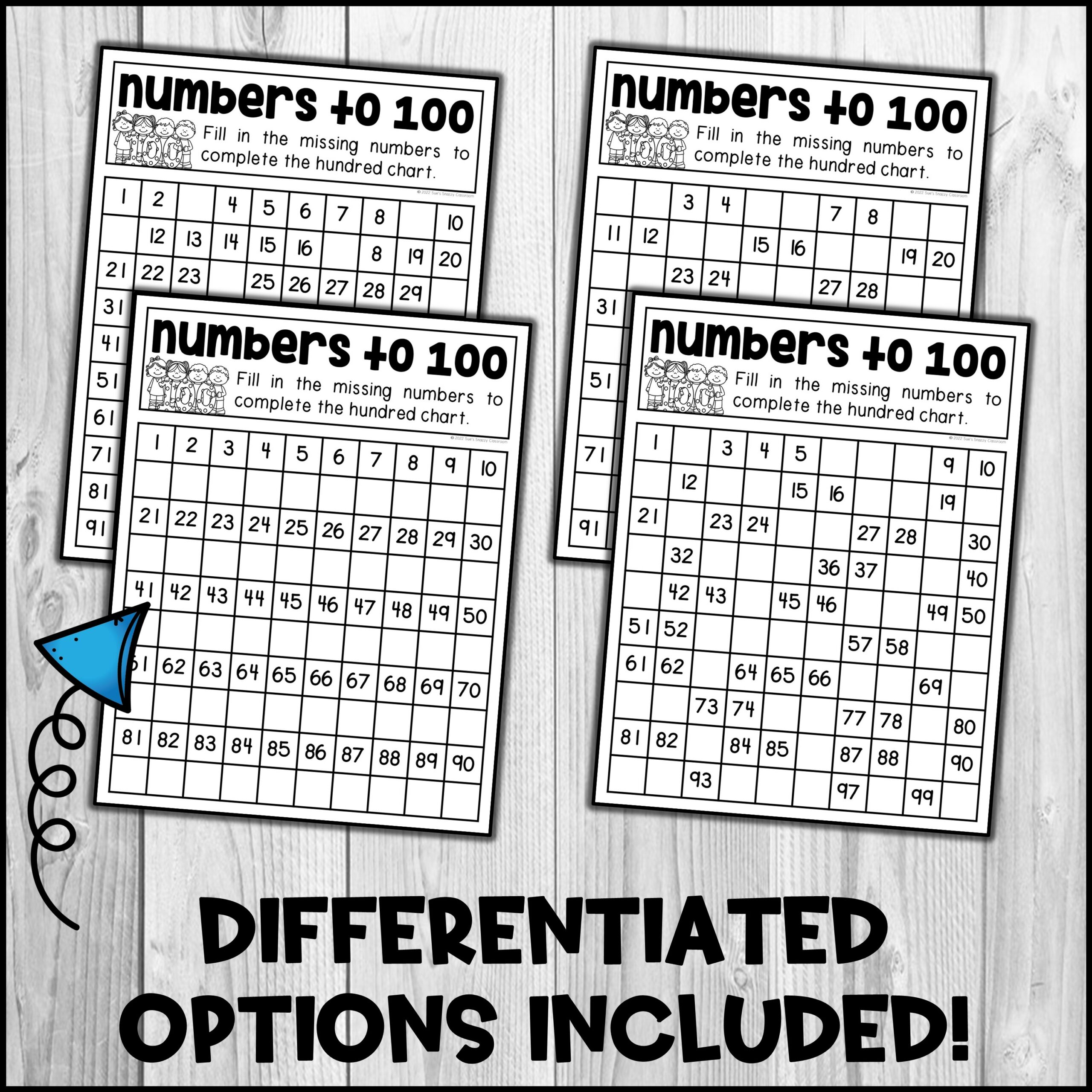 Numbers to 100 - Hundred Chart Center - Fill in the Missing Number ...