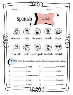 Spanish Human Emotion Words Worksheet Packet | Made By Teachers