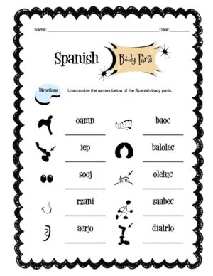 Spanish Body Parts Worksheet Packet | Made By Teachers