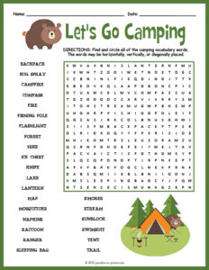 CAMPING THEME DAY Word Search Puzzle Worksheet Activity | Made By Teachers